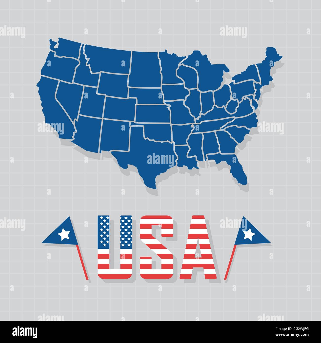 Usa illustration with country map and flags Stock Vector Image & Art ...