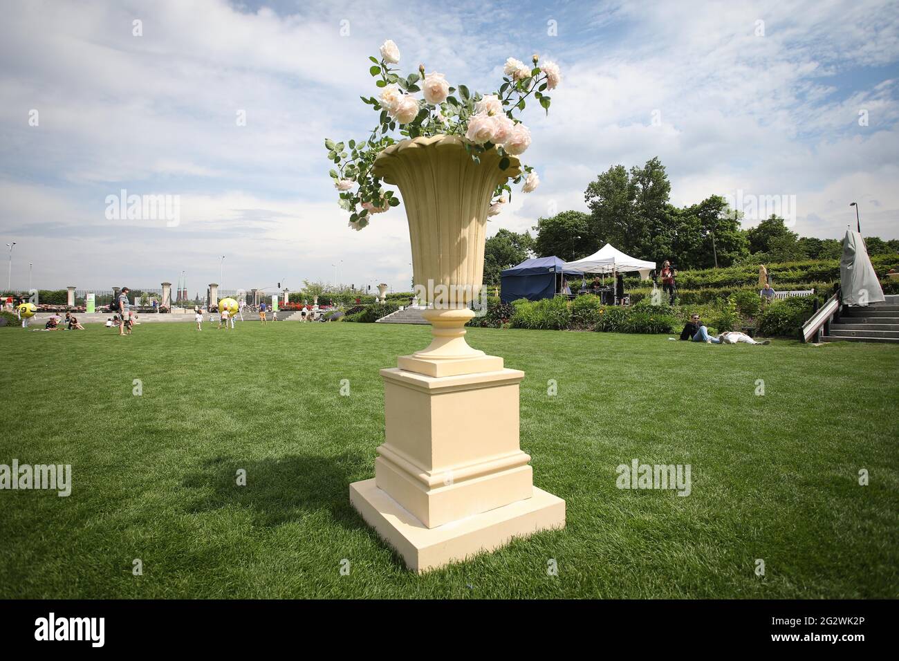 Warsaw, Poland. 12th June, 2021. A bunch of "Queen of Warsaw" roses are ...