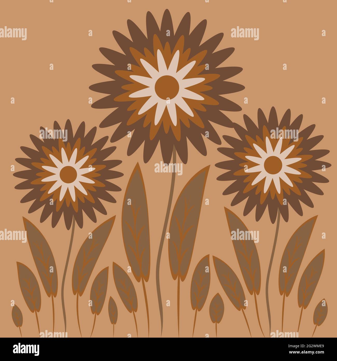 Abstract illustration on a square background - stylized flowers ...