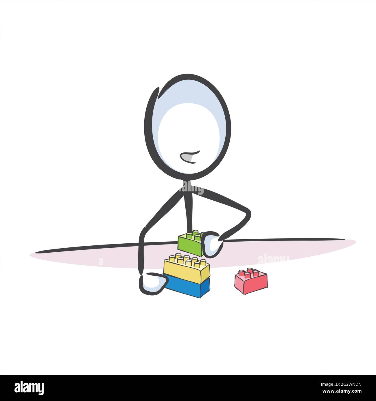 Making toy bricks pyramid. Play matching pieces. Vector simple ...