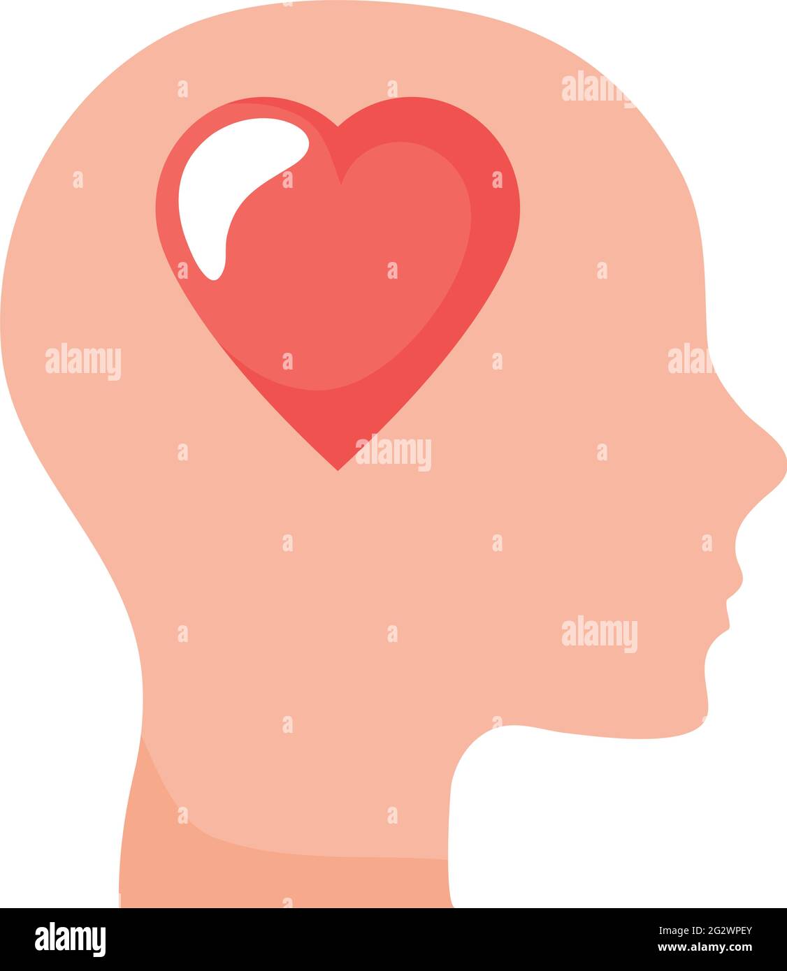 head with red heart symbol Stock Vector Image & Art - Alamy