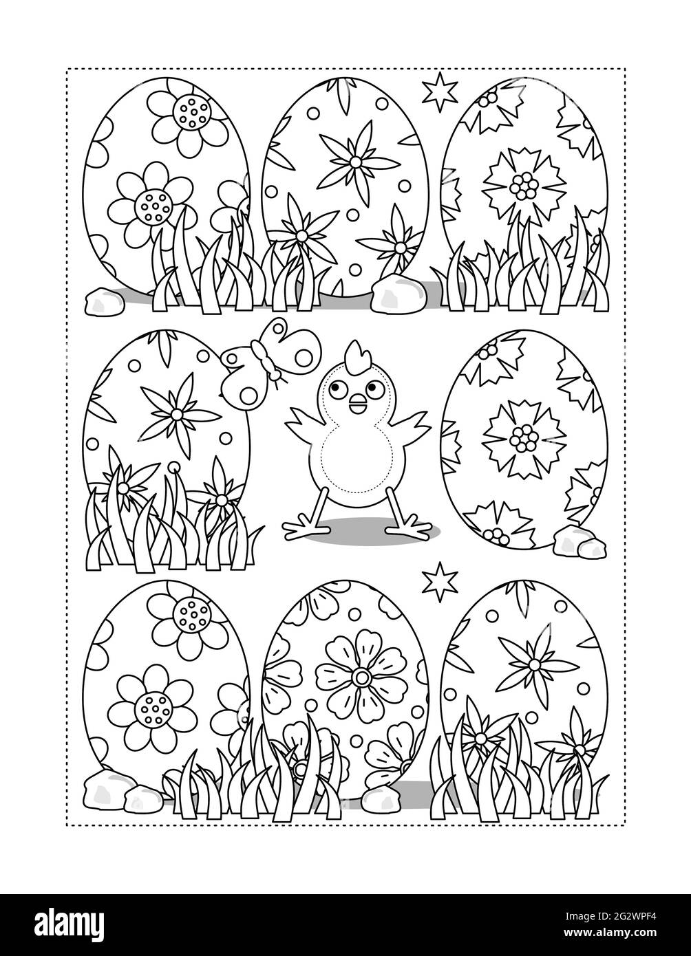 Chicken coloring sheet printable Black and White Stock Photos & Images ...