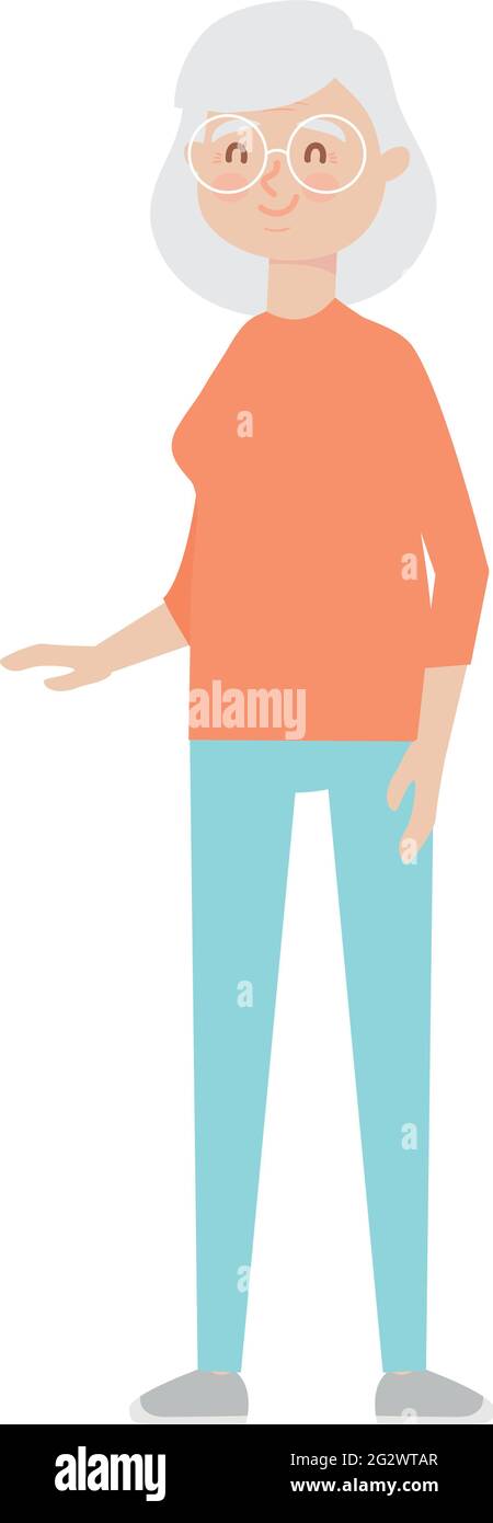 happy old woman standing design Stock Vector Image & Art - Alamy