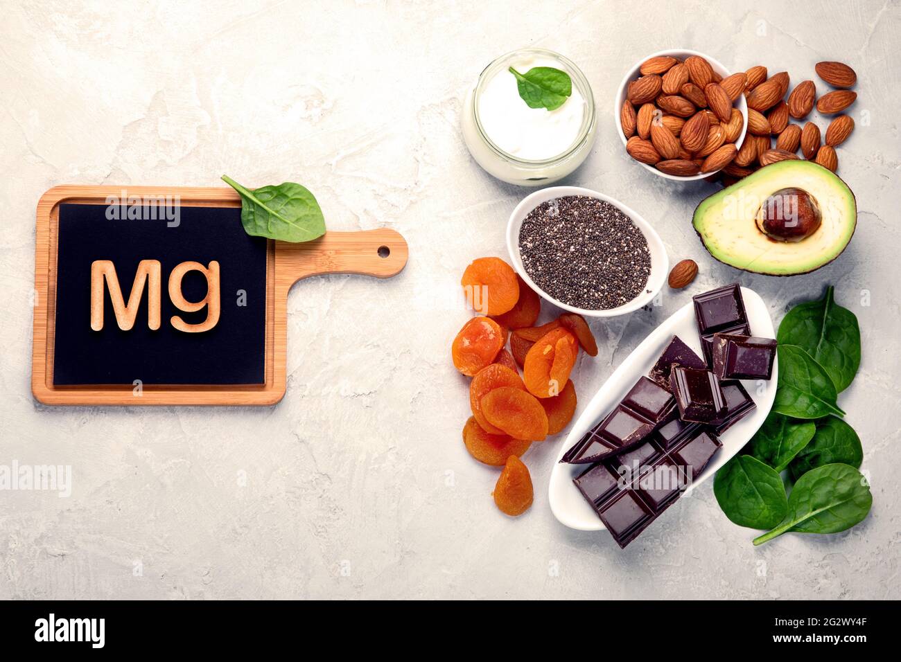 Assortment of products containing magnesium. Healthy diet food. Top ...