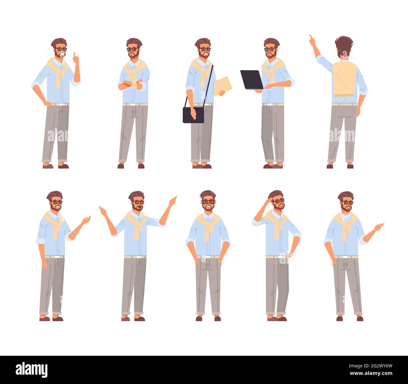 set businessman in different poses gesture emotions and body language ...