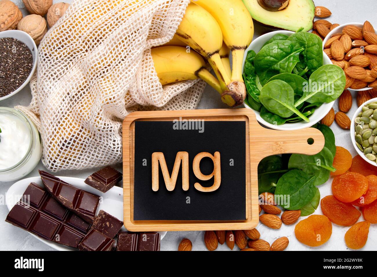 Assortment of products containing magnesium. Healthy diet food. Top ...