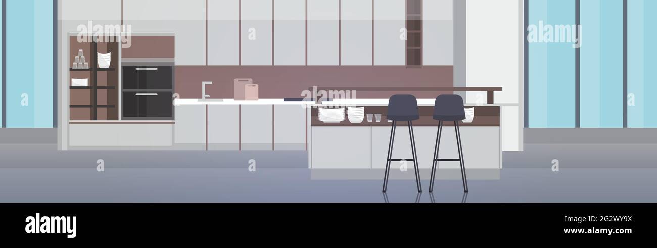 modern kitchen interior empty no people house room with furniture ...
