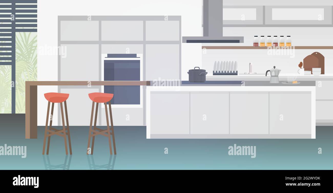 modern kitchen interior empty no people house room with furniture ...