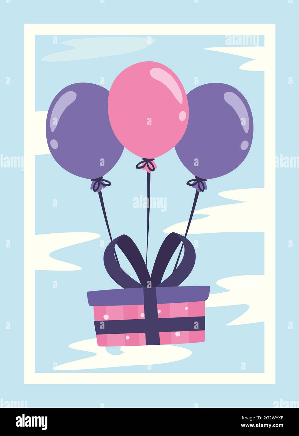 birthday invitation with balloons and gift Stock Vector Image & Art - Alamy