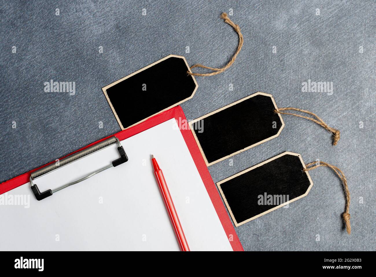 Collection of Real Blank Empty Sticker Card Tag With An Elastic Band On ...