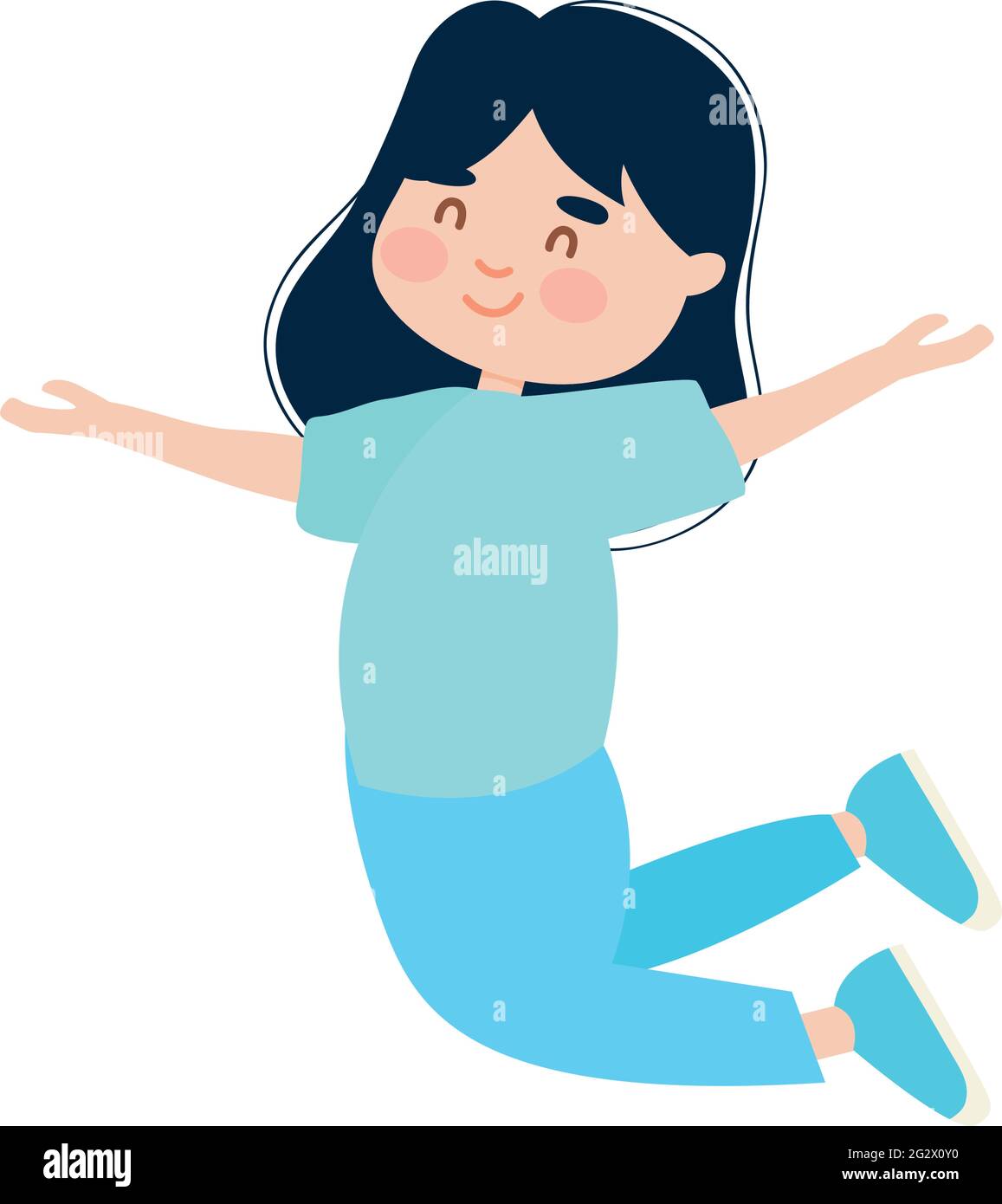 Happy Girl Jumping On Background Stock Vector Image And Art Alamy
