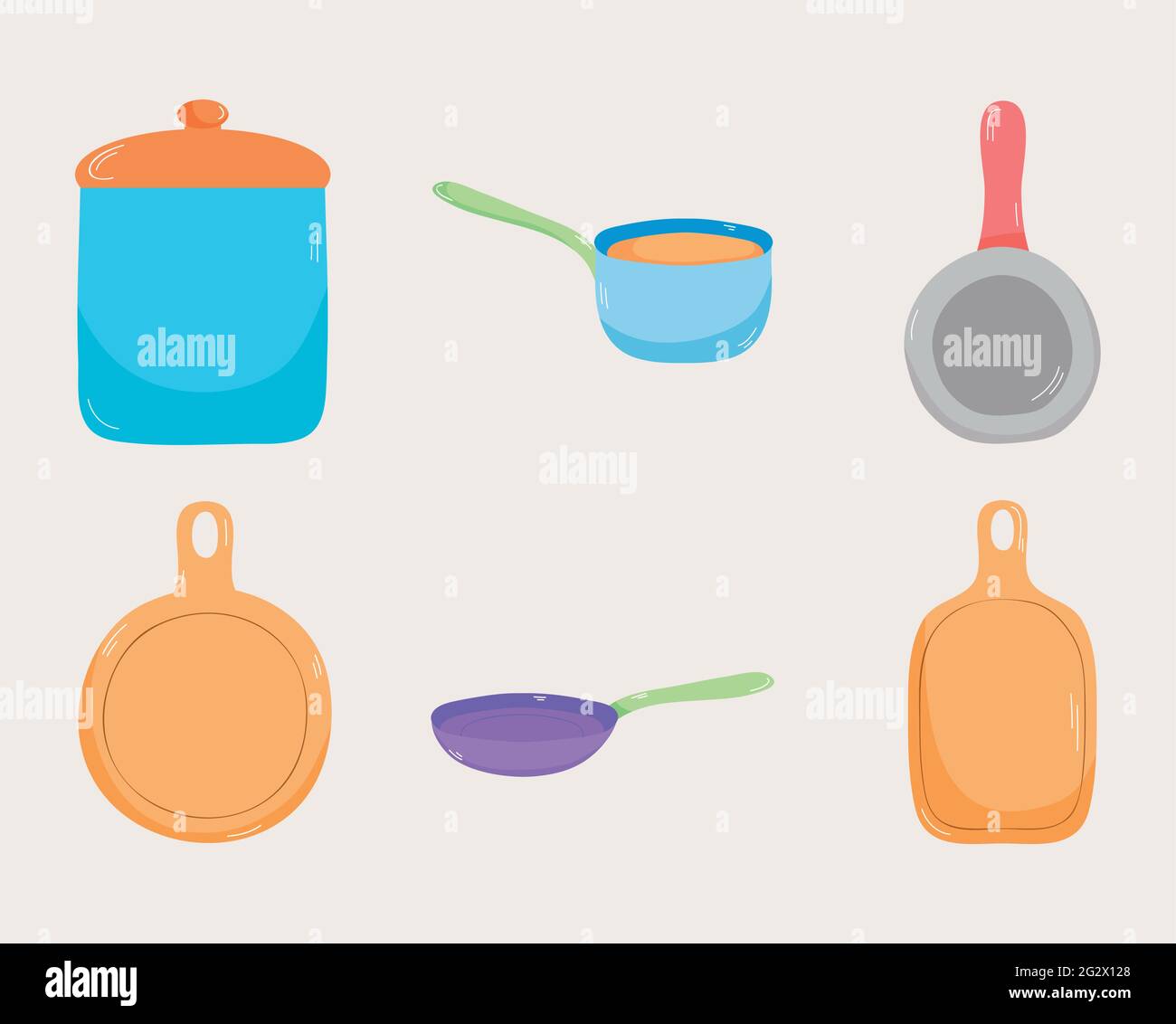 kitchen pots and utensils set Stock Vector Image & Art - Alamy