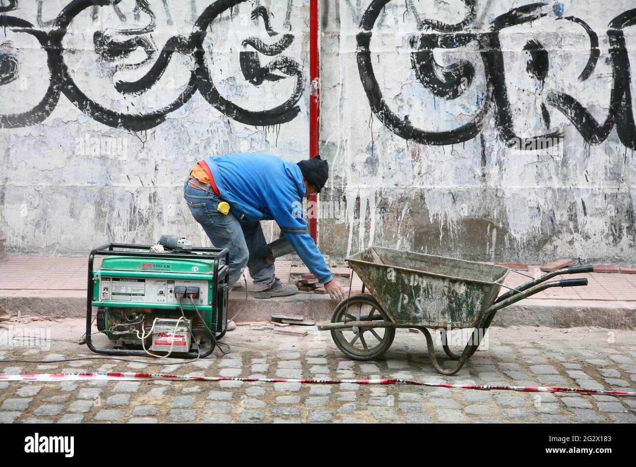 Street scenes from Buenos Aires capital of Argentina Street worker ...
