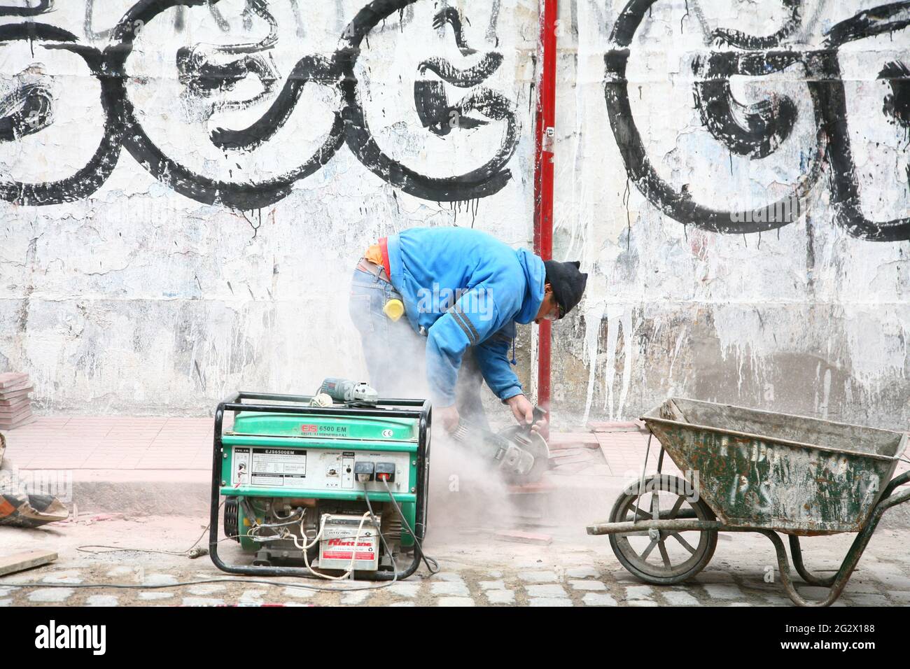 Street scenes from Buenos Aires capital of Argentina Street worker ...