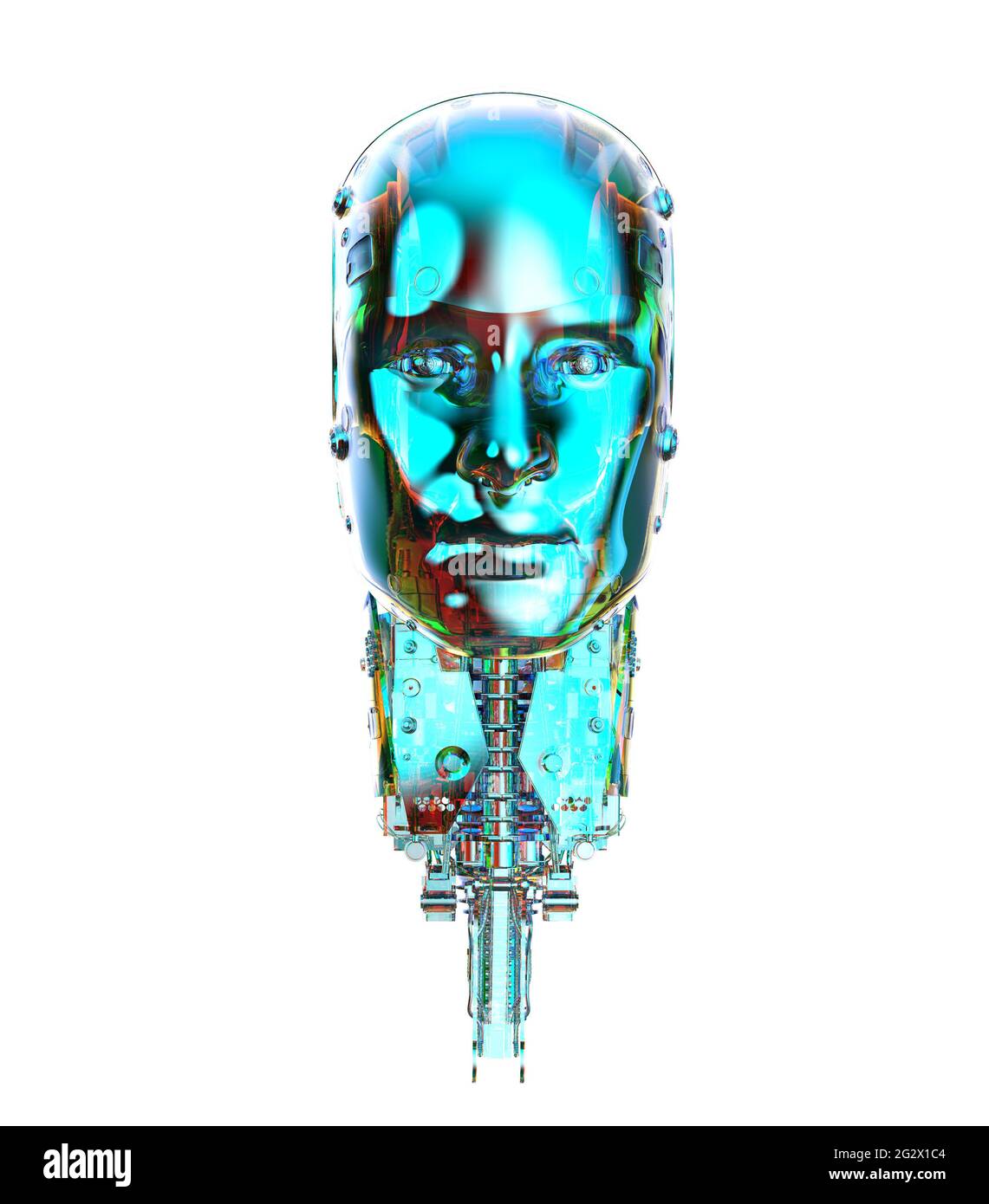 3d rendering metallic blue ai robot isolated on white background Stock ...