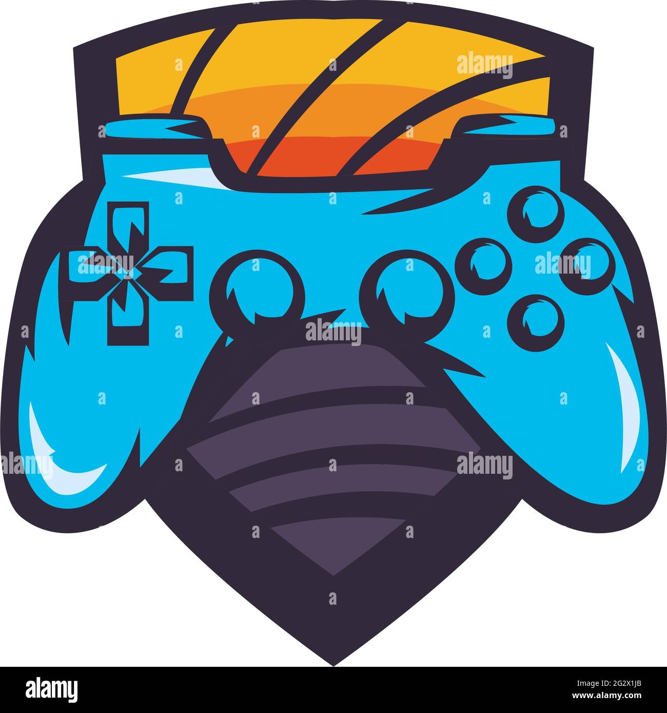 video game control with shield retro style Stock Vector Image & Art - Alamy