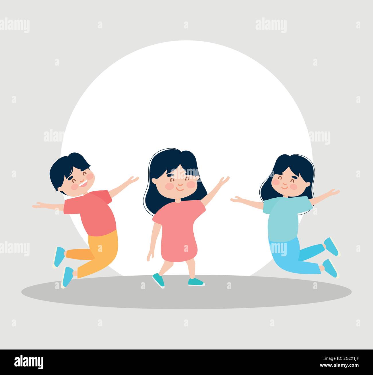 happy kids jumping on background Stock Vector Image & Art - Alamy