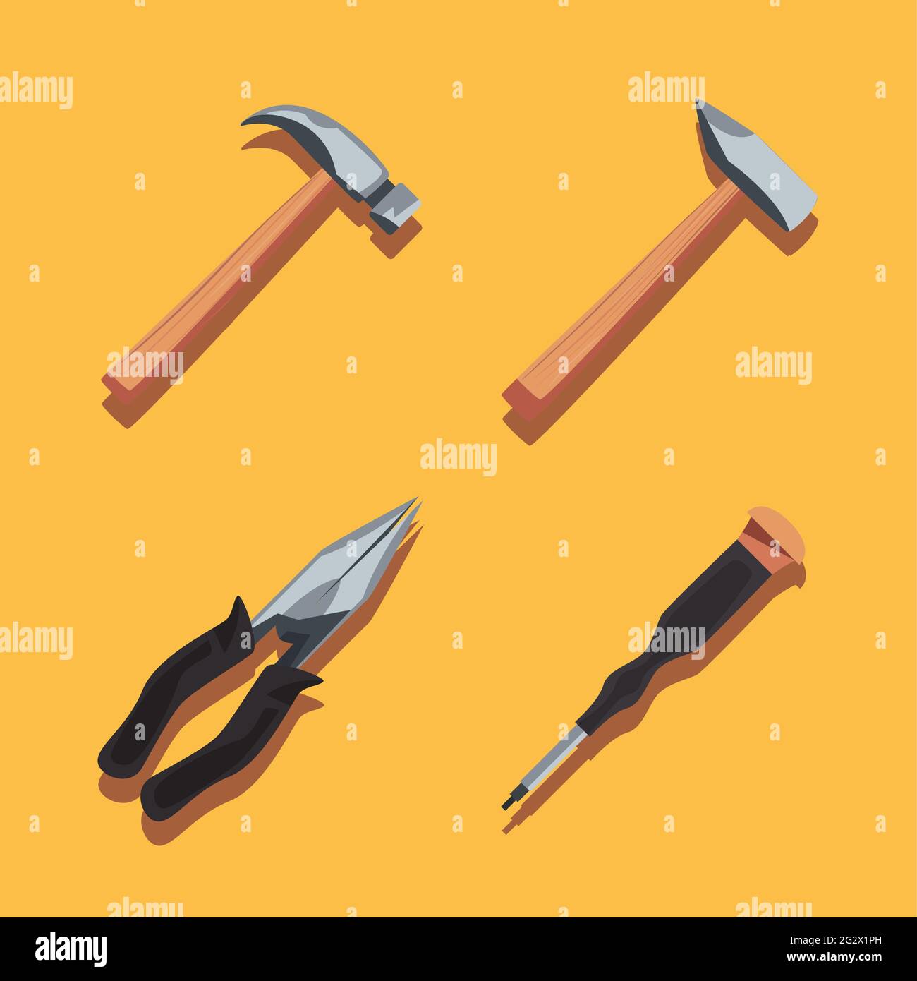 collection of tools, hammers, pliers and screwdriver Stock Vector Image ...