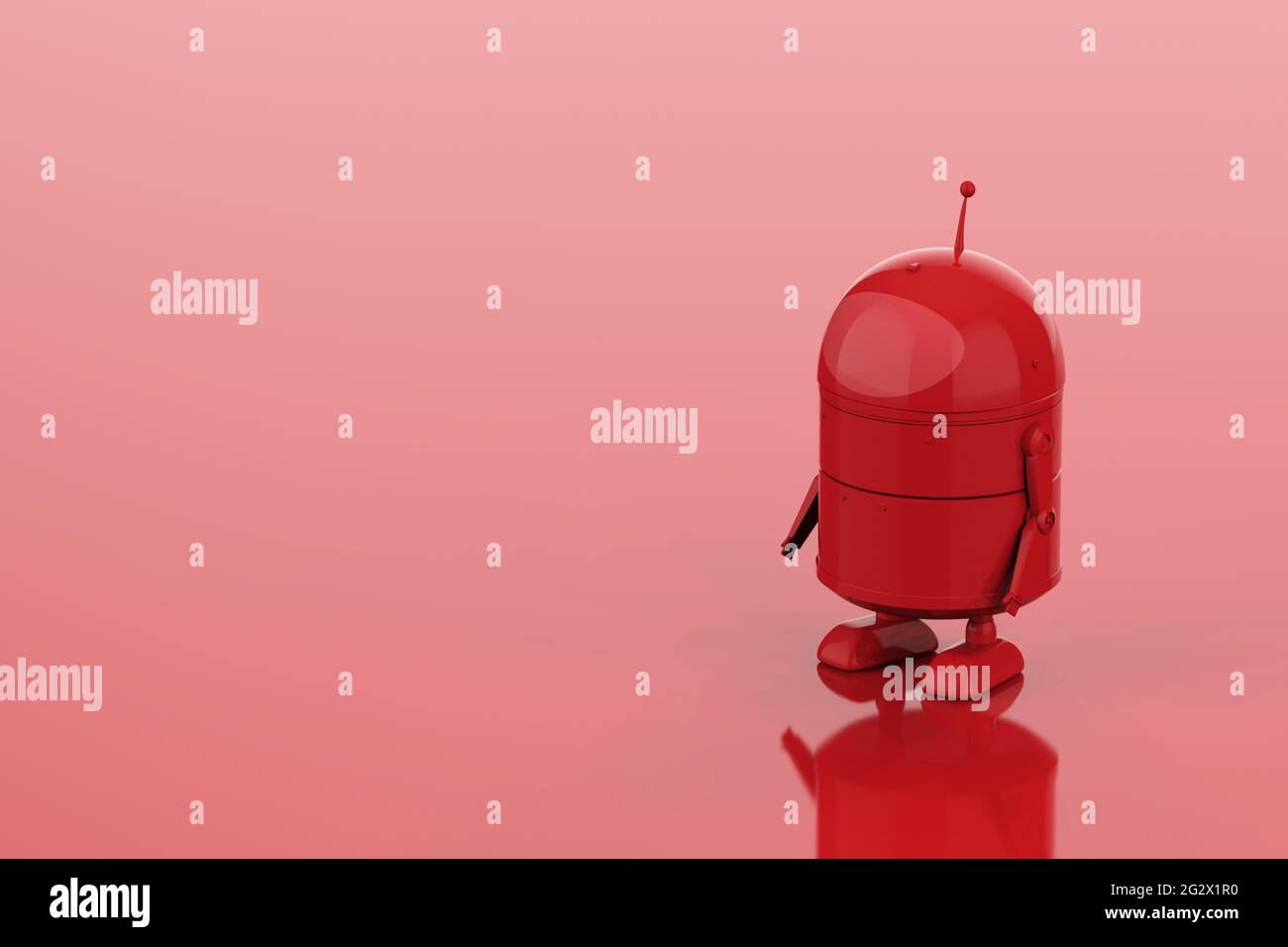 3d rendering single color red ai robot on red background Stock Photo ...