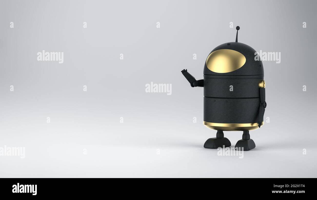 3d rendering black ai robot on grey background Stock Photo - Alamy