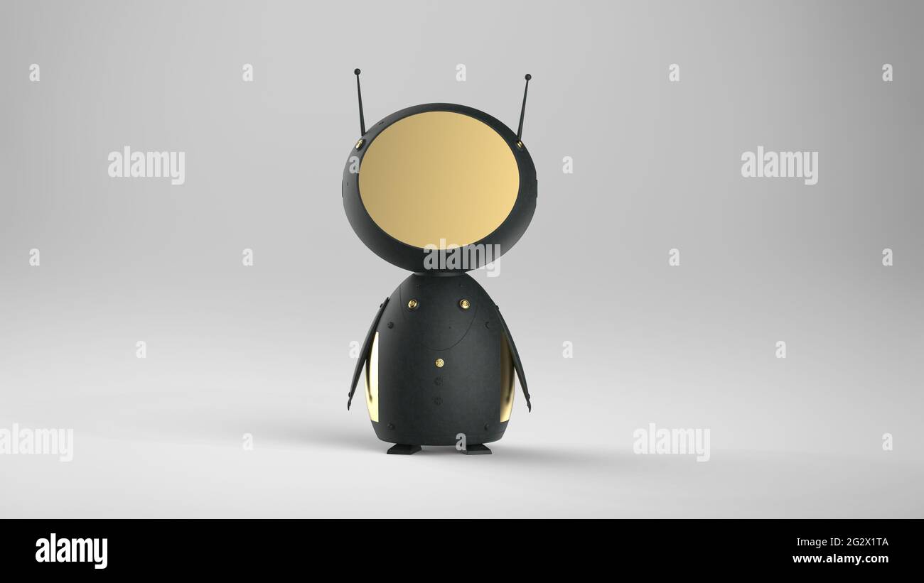 3d rendering black ai robot assistant Stock Photo - Alamy