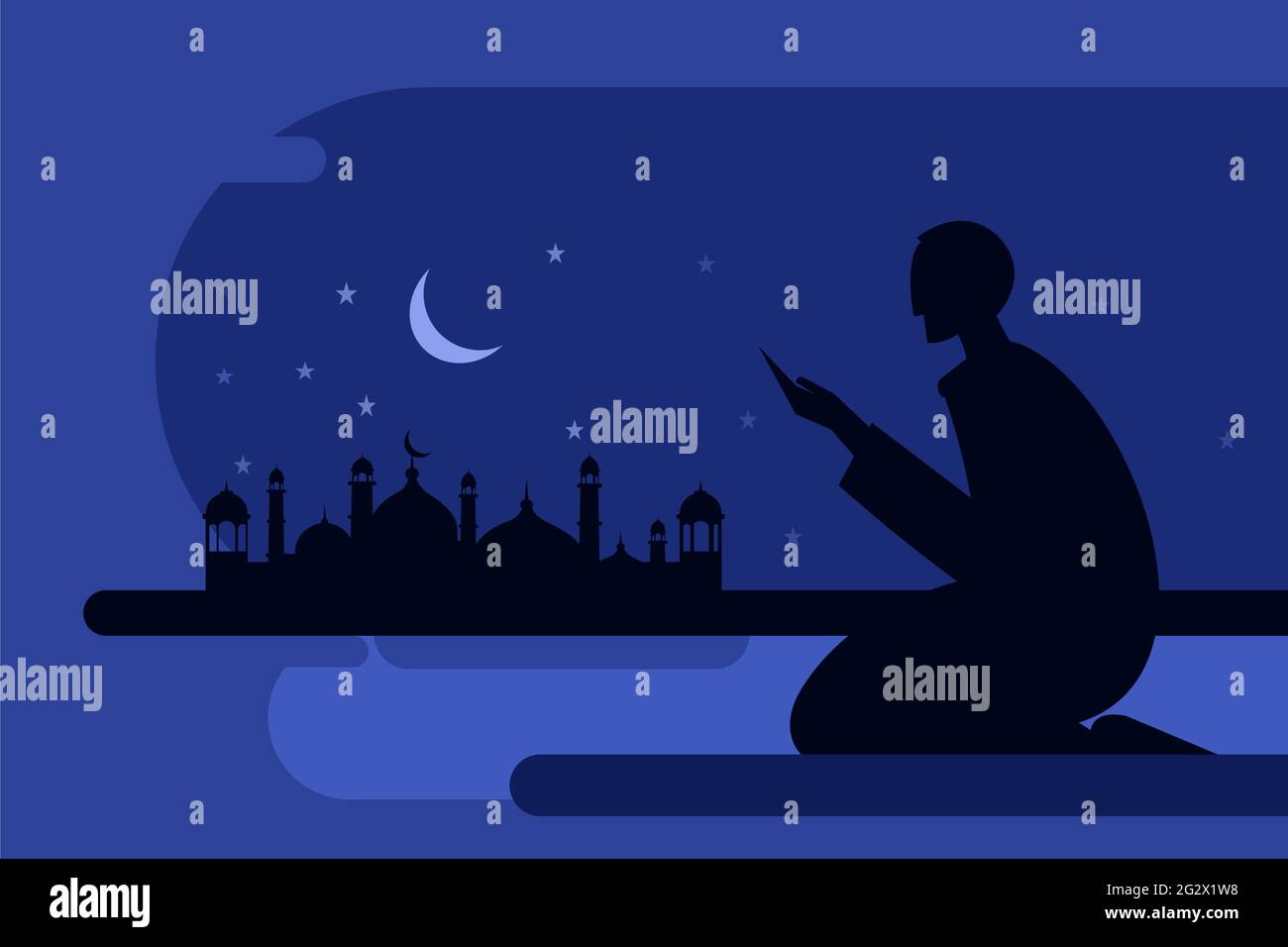 Illustration of a Muslim religious man doing prayers Stock Vector Image ...