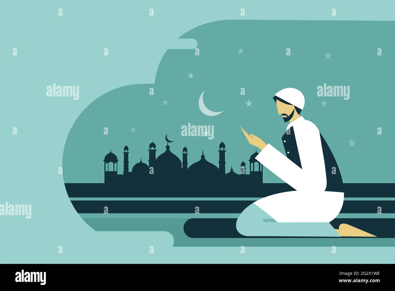 Illustration of a Muslim religious man doing prayers Stock Vector Image ...