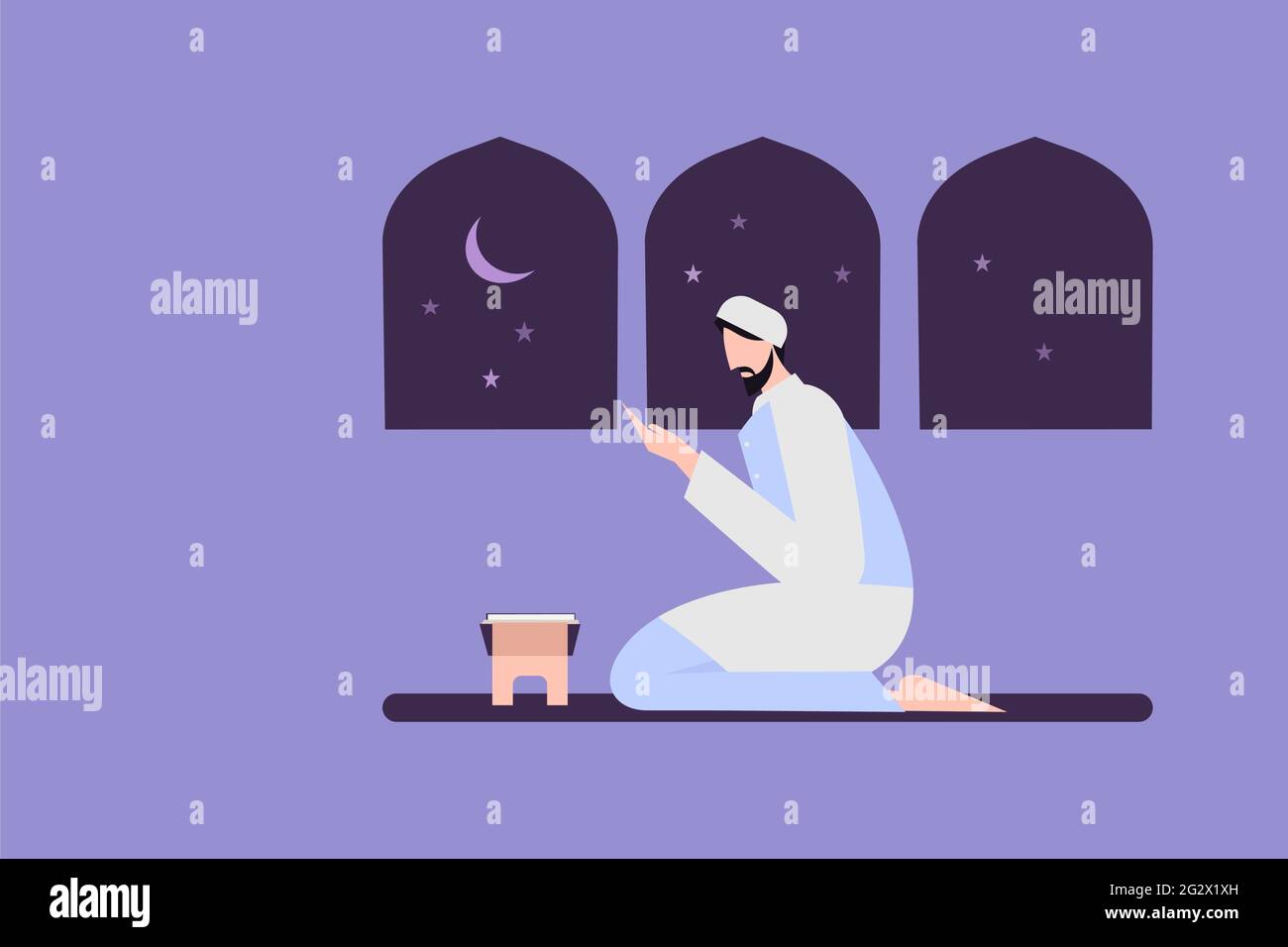 Illustration of a Muslim religious man doing prayers Stock Vector Image ...