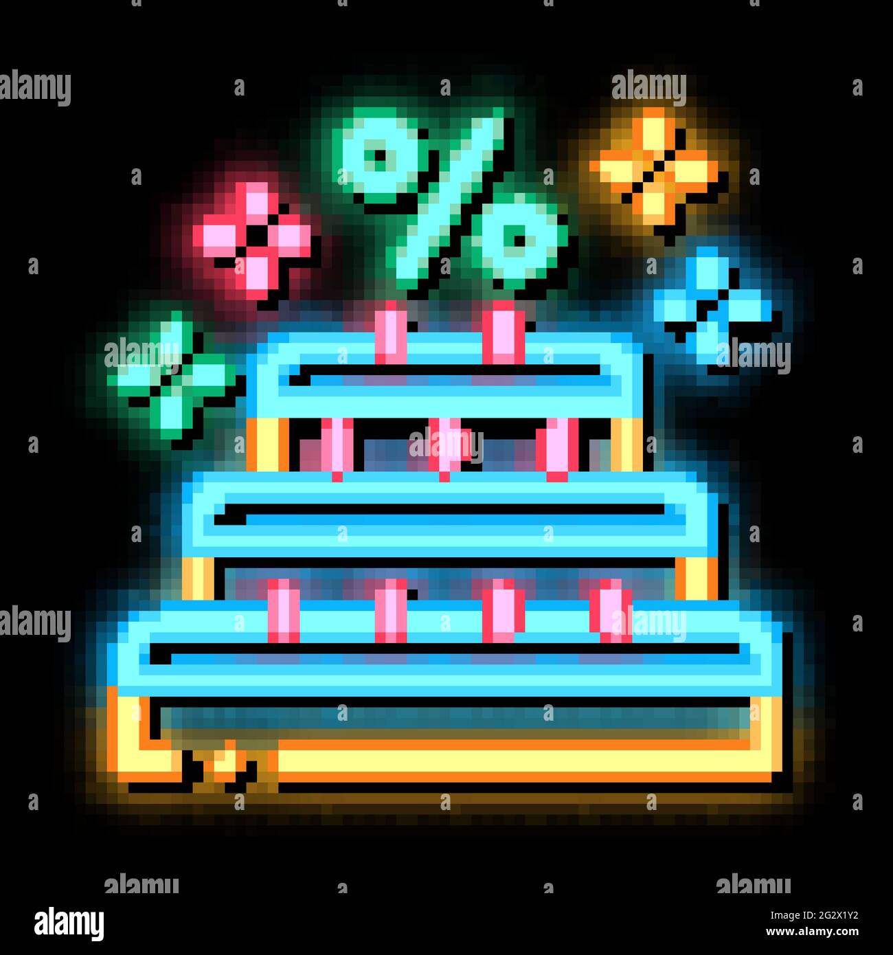 birthday sale discount neon glow icon illustration Stock Vector Image ...