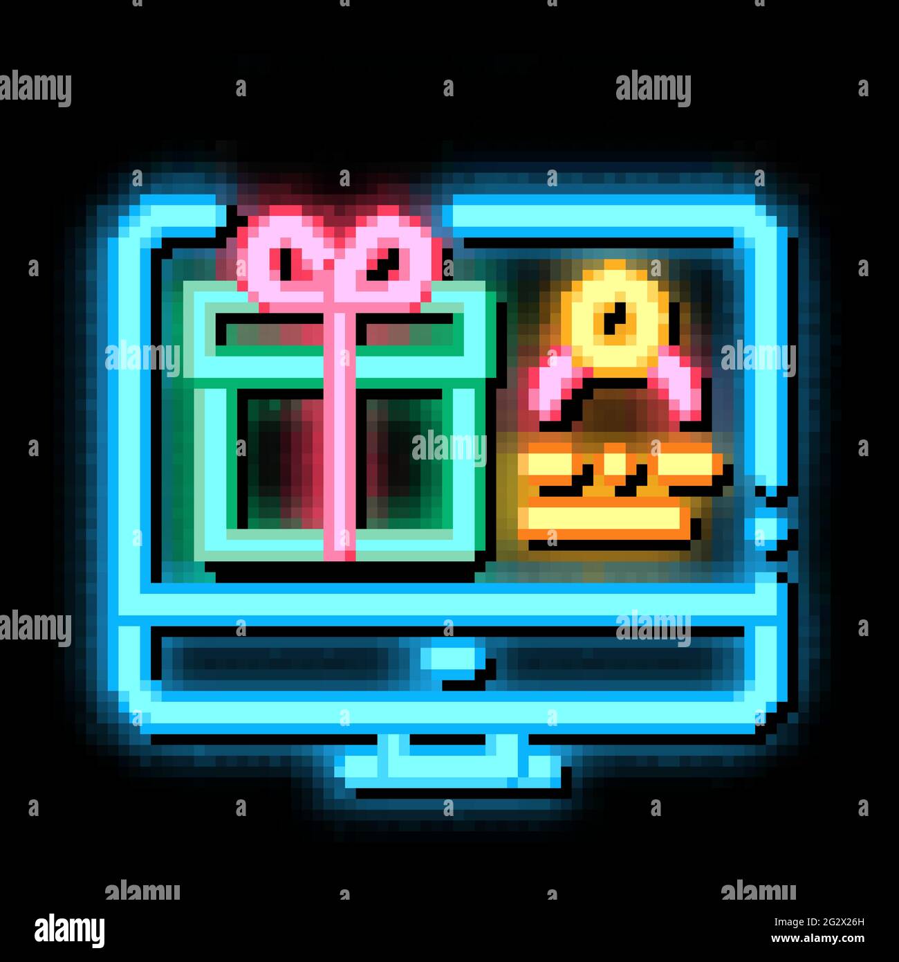 online shopping and sale gift neon glow icon illustration Stock Vector ...