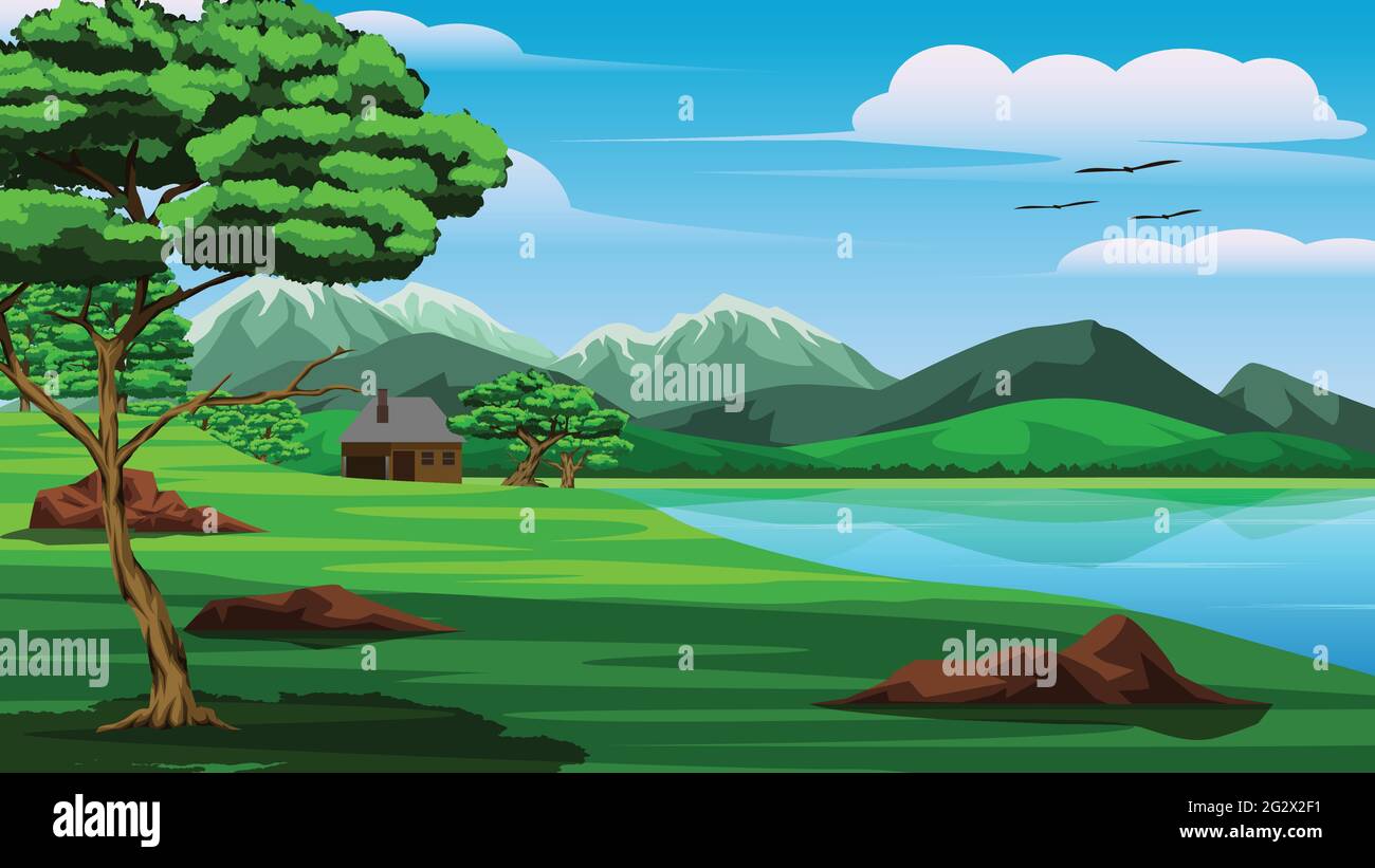 Edge forest lake water Stock Vector Images - Alamy