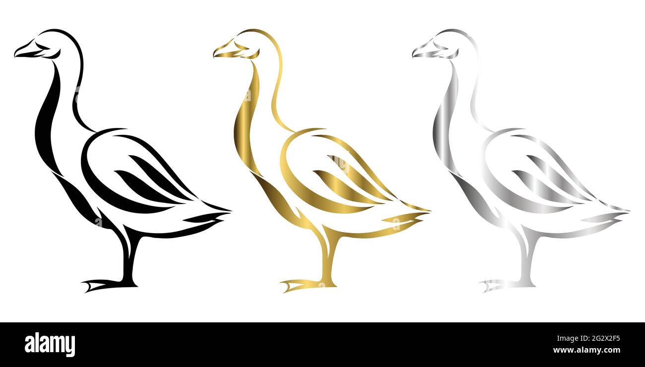 Vector Line Art Illustration logo of a goose It is standing there are ...