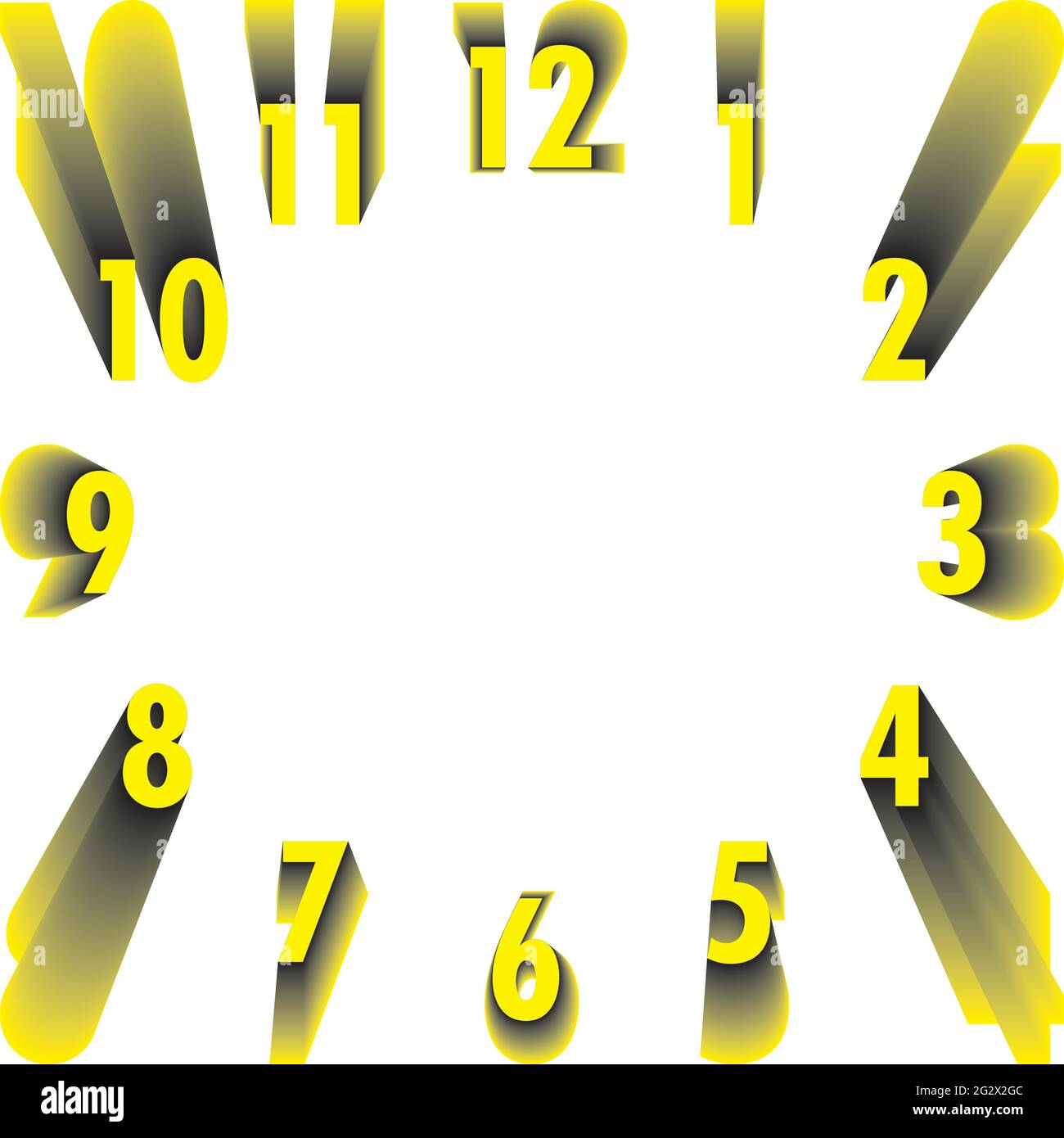 clock dial yellow to blac kgradiented numbers on transparent background ...