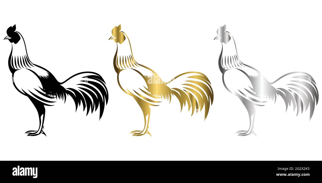 Vector Line Art Illustration logo of a bantam It is standing there are ...