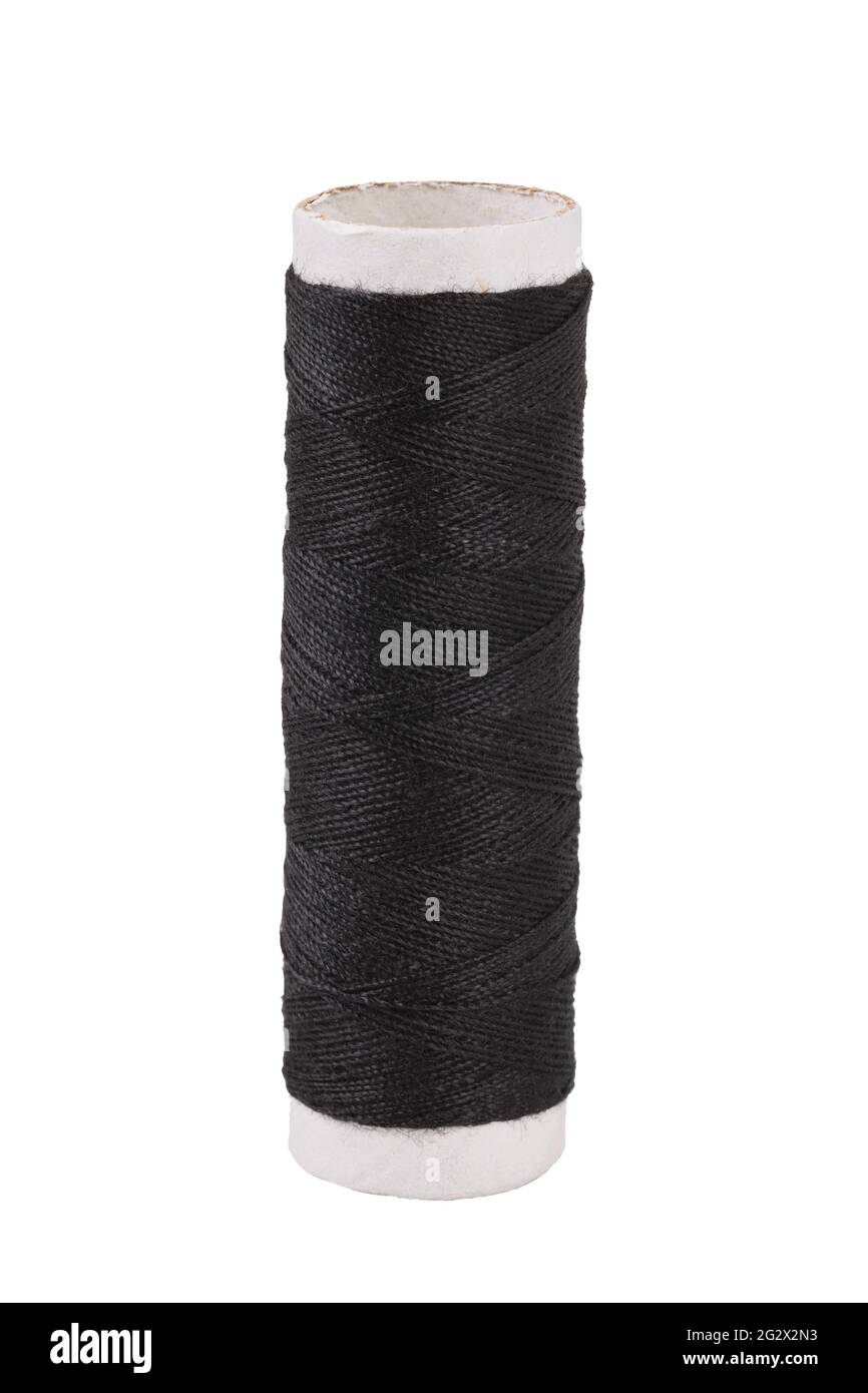 One spool with black threads isolated on a white background Stock Photo ...