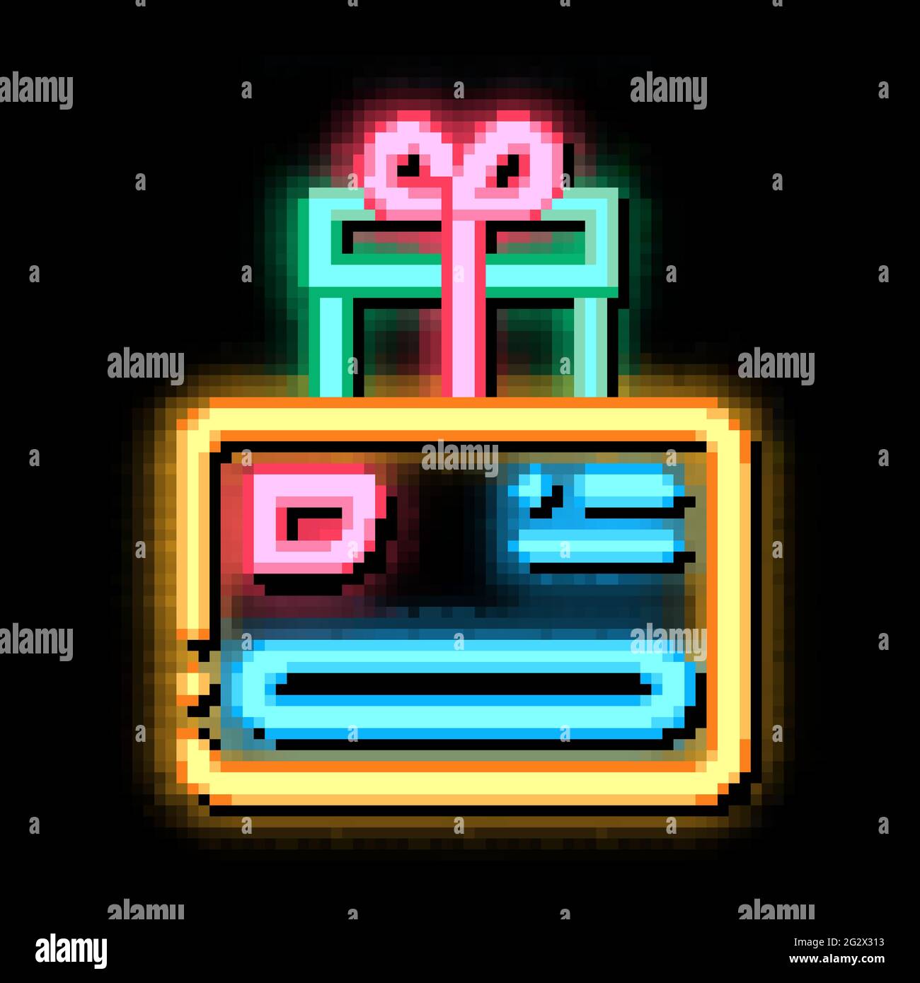 discount card gift for client neon glow icon illustration Stock Vector ...