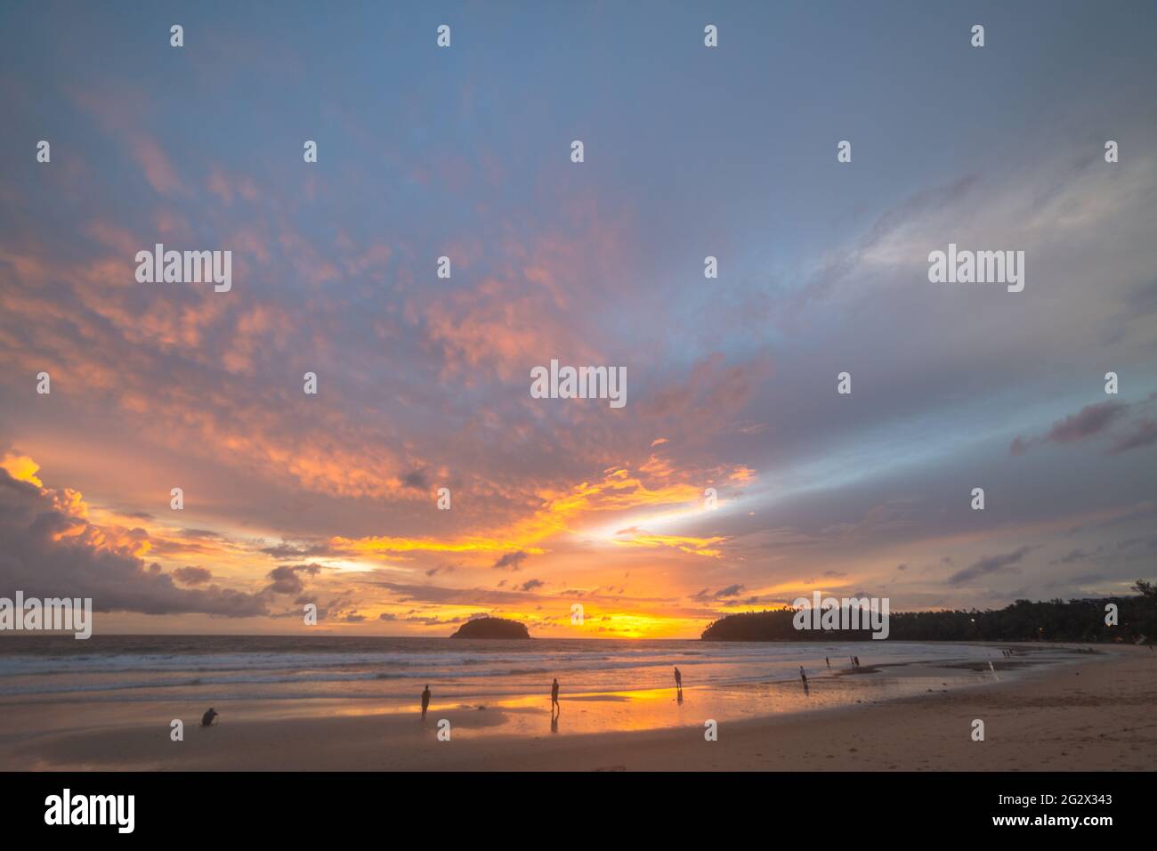 Scene of Colorful romantic sky sunset with Changing the color of the ...