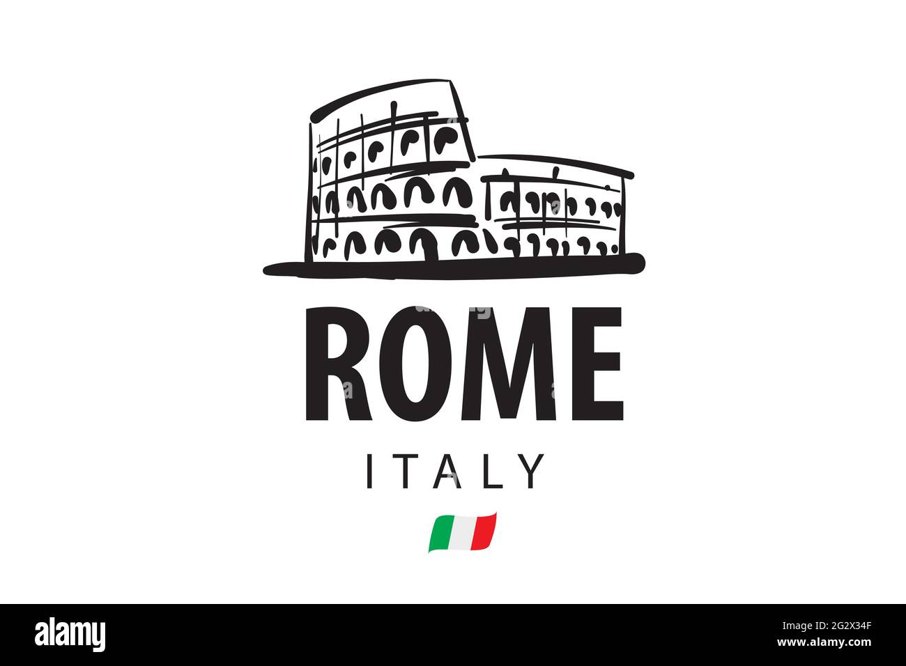 Vector drawing of the Colosseum in Rome on a white background Stock ...