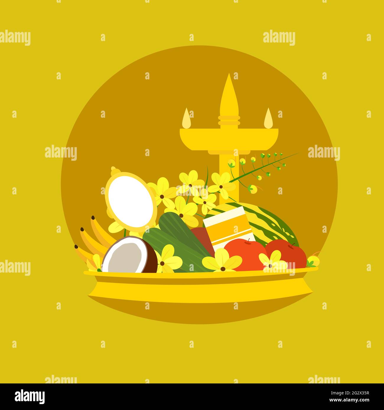 'Vishu Kani' an assortment of fruits, vegetables and other auspicious ...