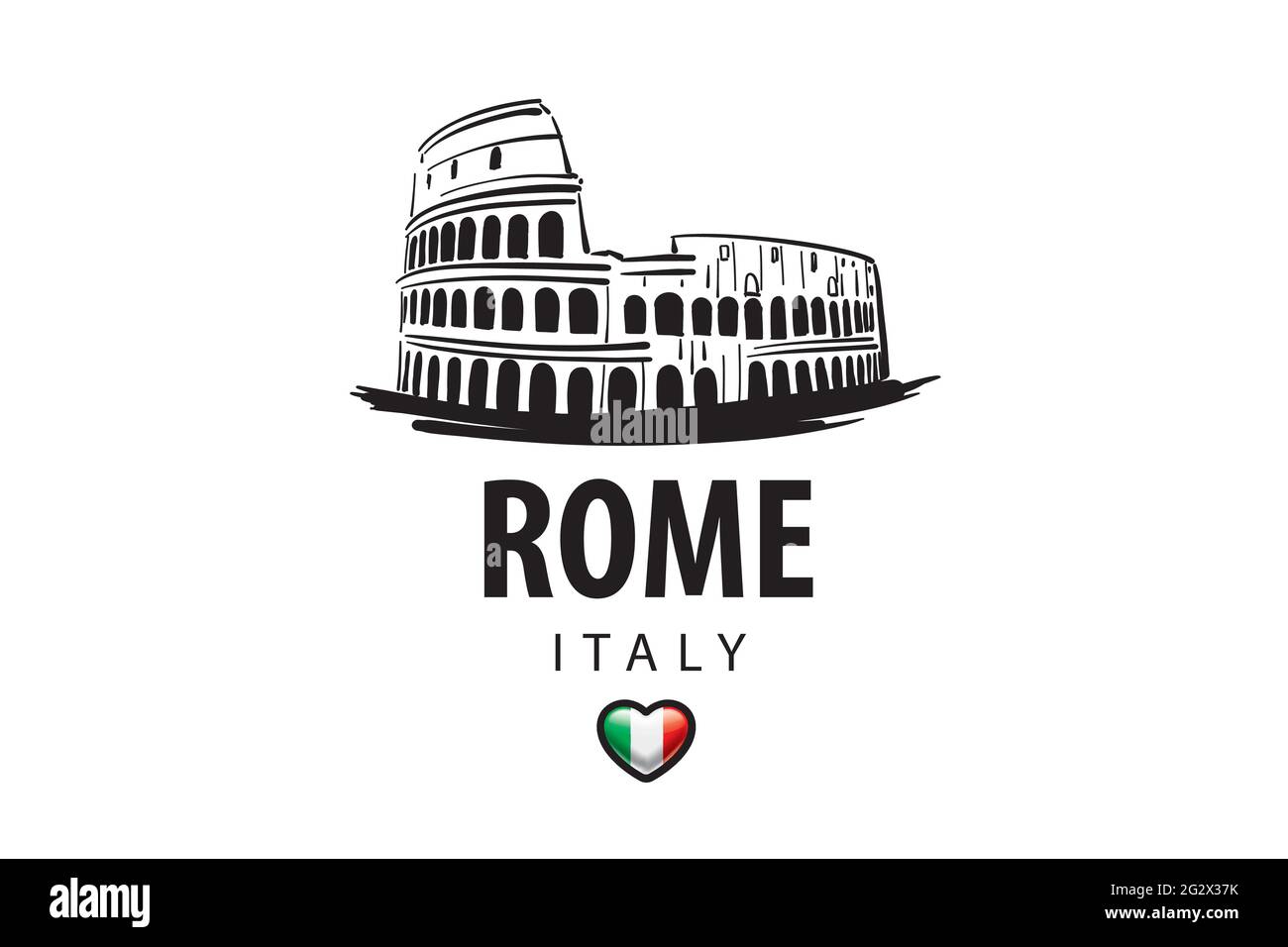 Vector drawing of the Colosseum in Rome on a white background Stock ...