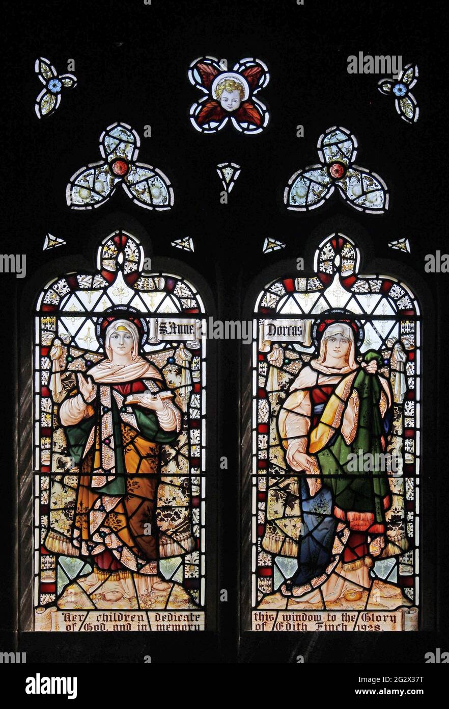 Stained Glass Window by Percy Bacon depicting Saints Anne and Dorcas ...