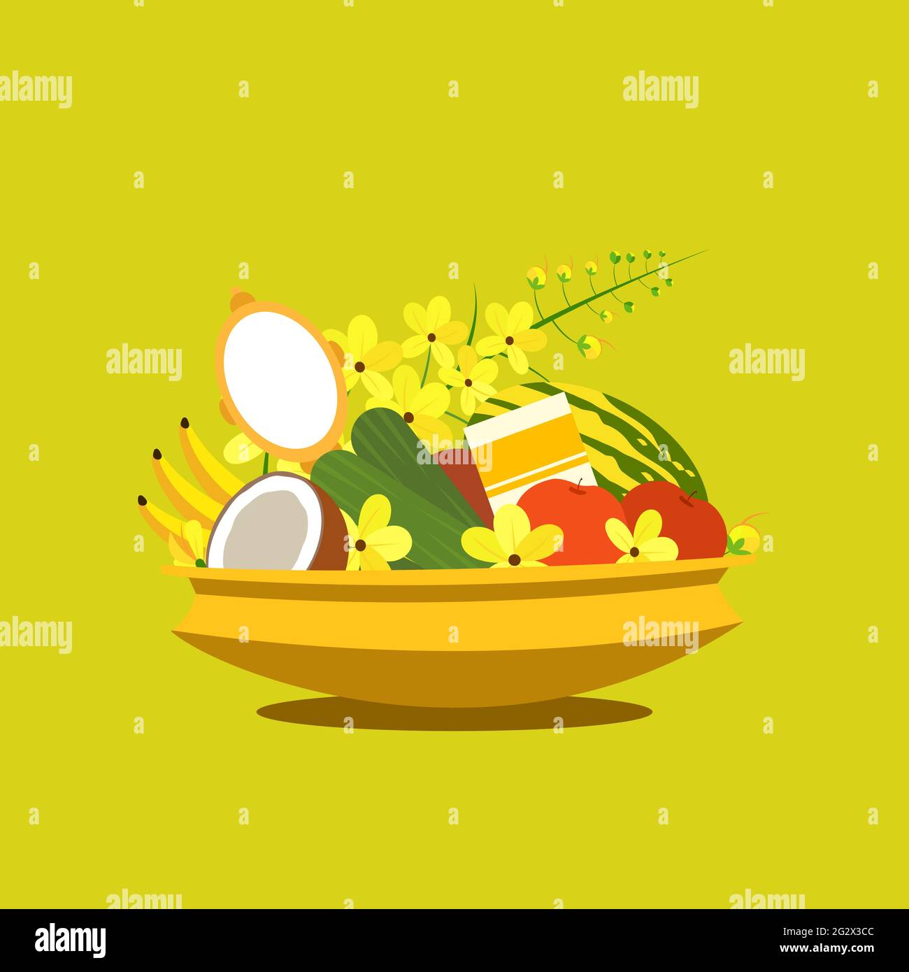 'Vishu Kani' an assortment of fruits, vegetables and other auspicious ...