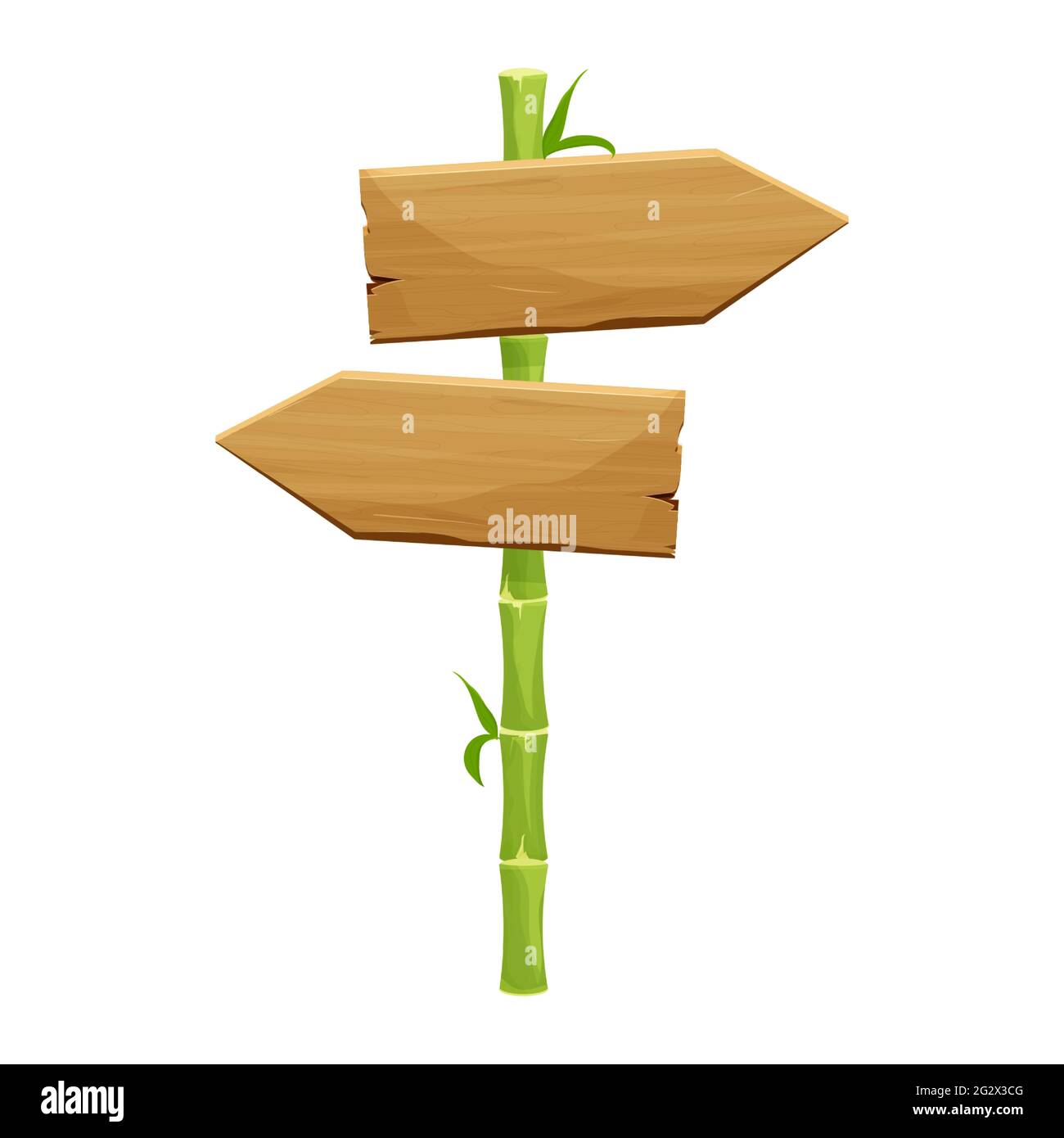 Wooden sign with green bamboo sticks with leaves, empty frame in ...