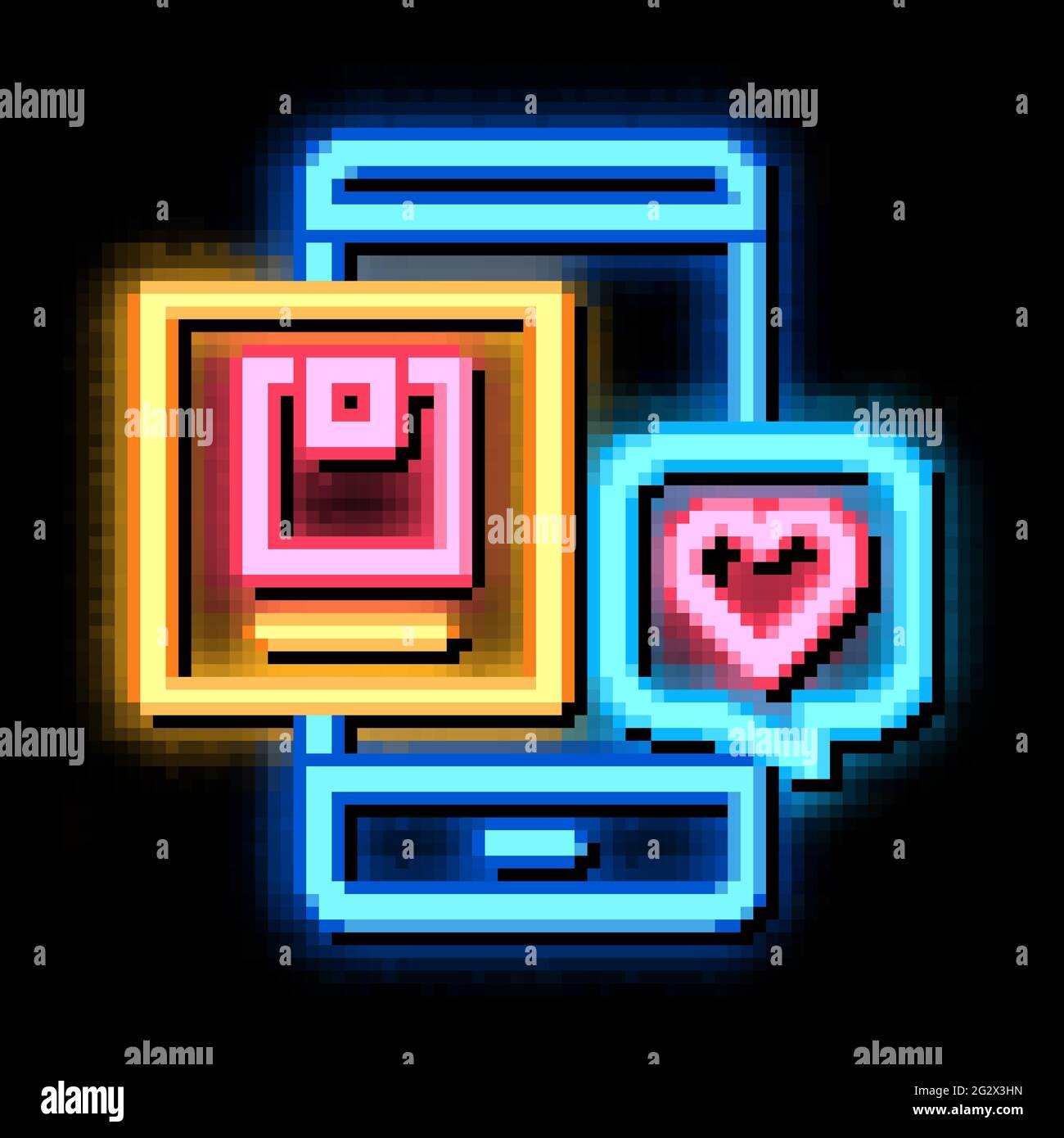 phone app customer digital brand touchpoints neon glow icon ...