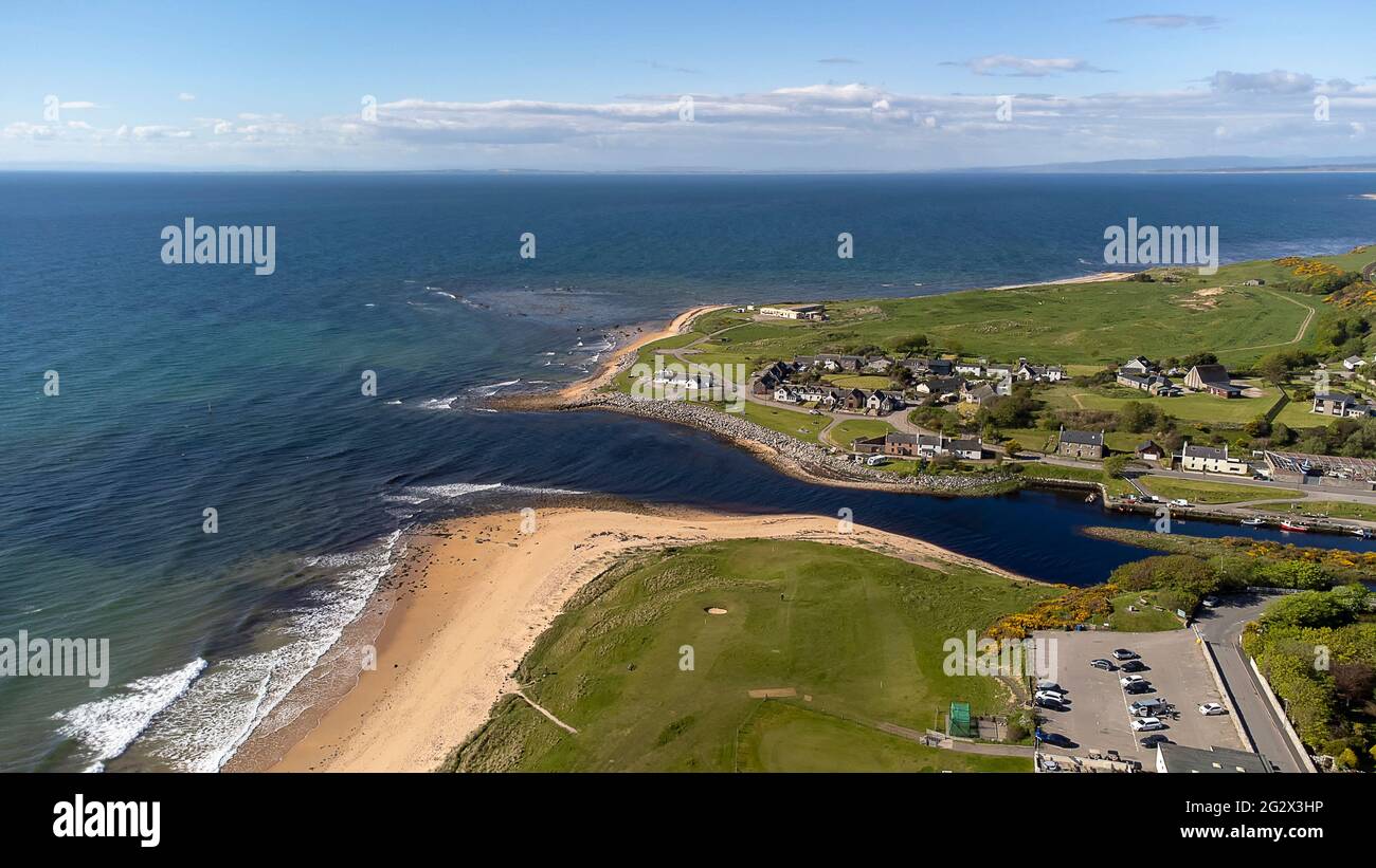 The coastline at the town of Brora in the Scottish Highlands, UK Stock ...