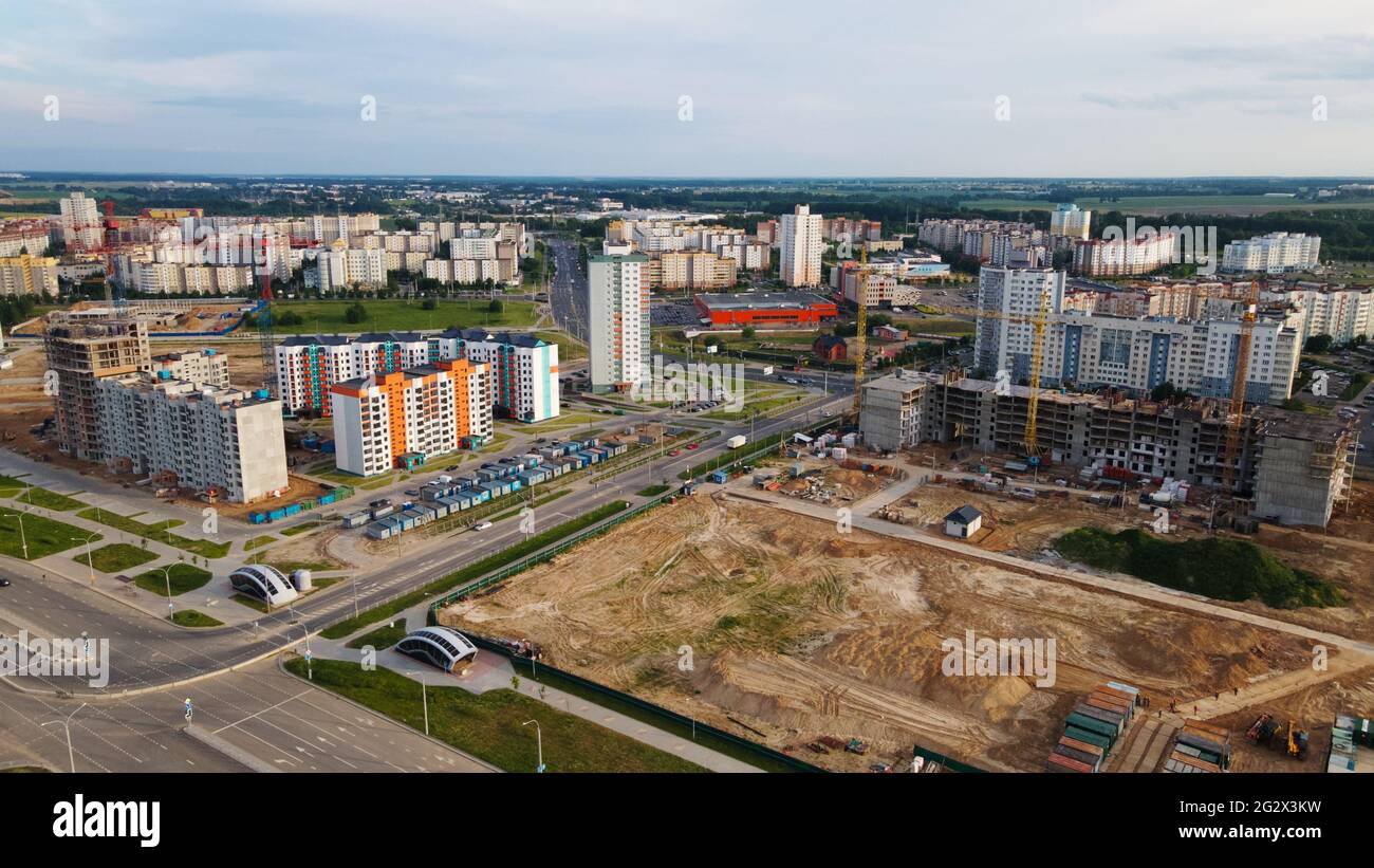 Aerial view of the new urban development. New houses are being built ...