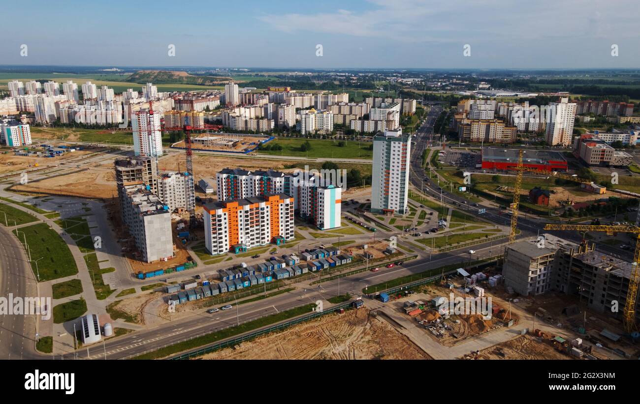 Aerial view of the new urban development. New houses are being built ...