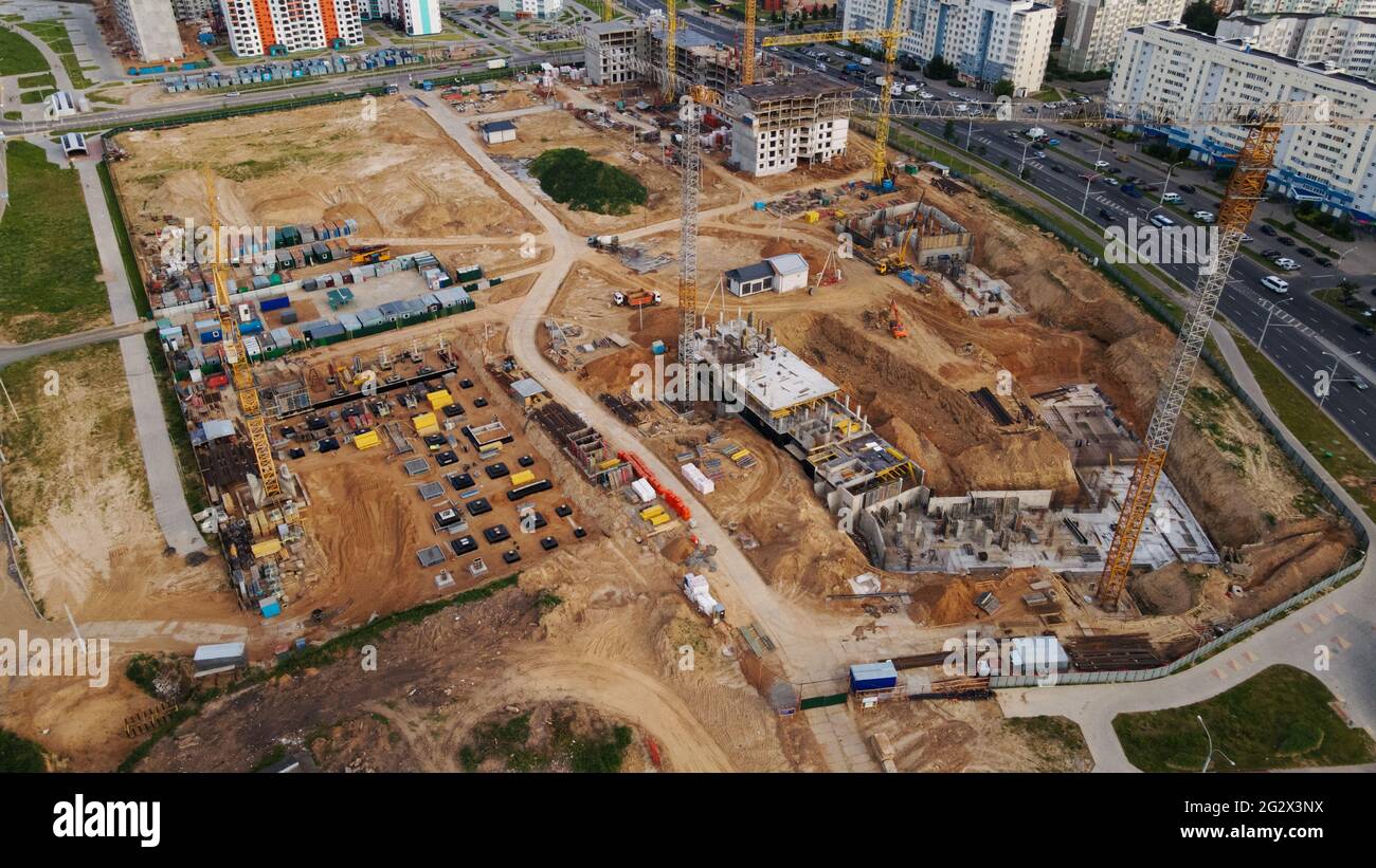 Aerial view of the new urban development. New houses are being built ...