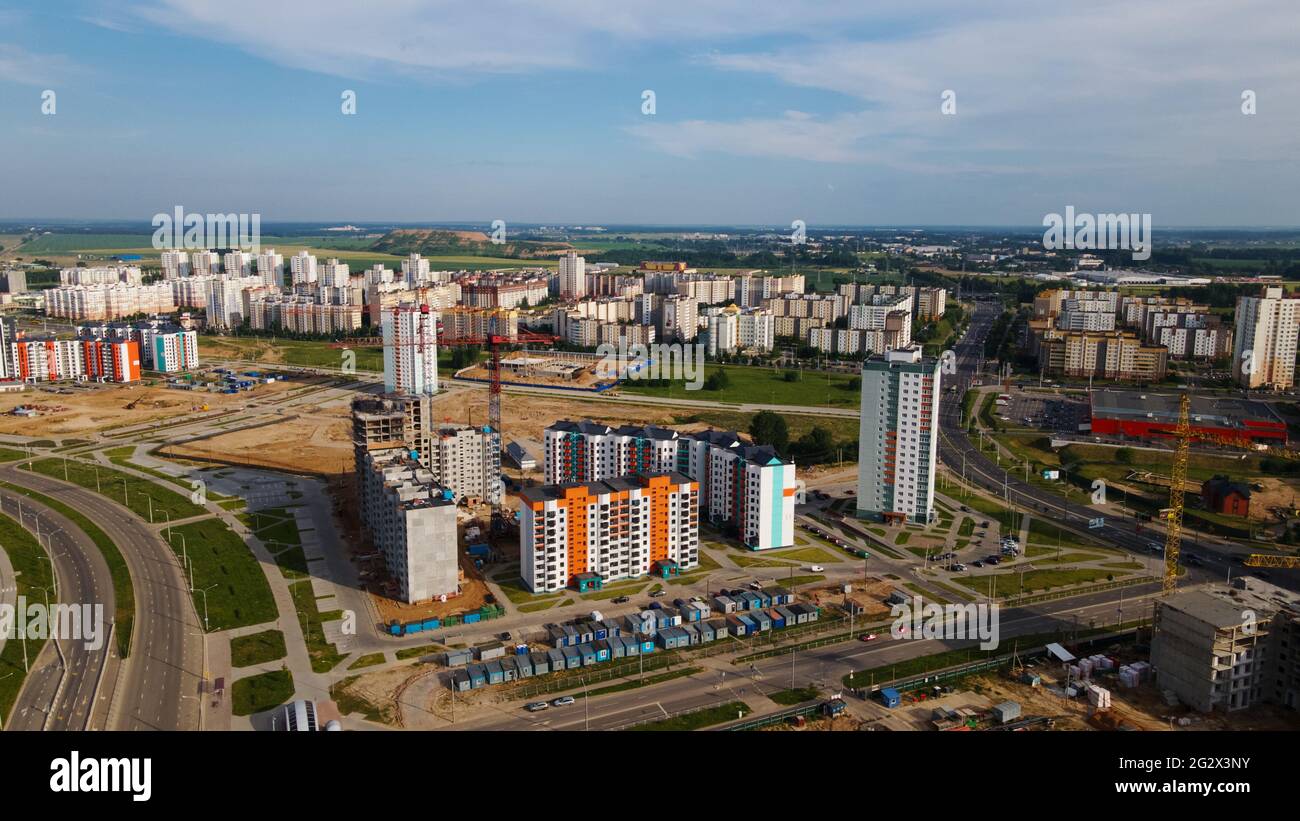 Aerial view of the new urban development. New houses are being built ...
