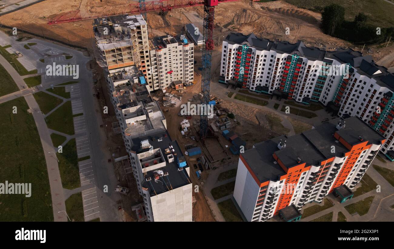 Aerial view of the new urban development. New houses are being built ...